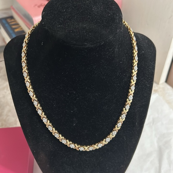 Jewelry | Ross Simon Gold Tone And Diamond Necklace 175 Inches Long ...